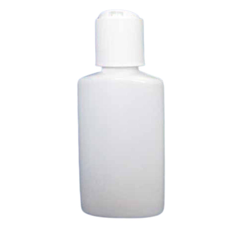 Botella para crema o jabón 60 cc. ovalada boca 240 tapa Disc - Top - Plascom